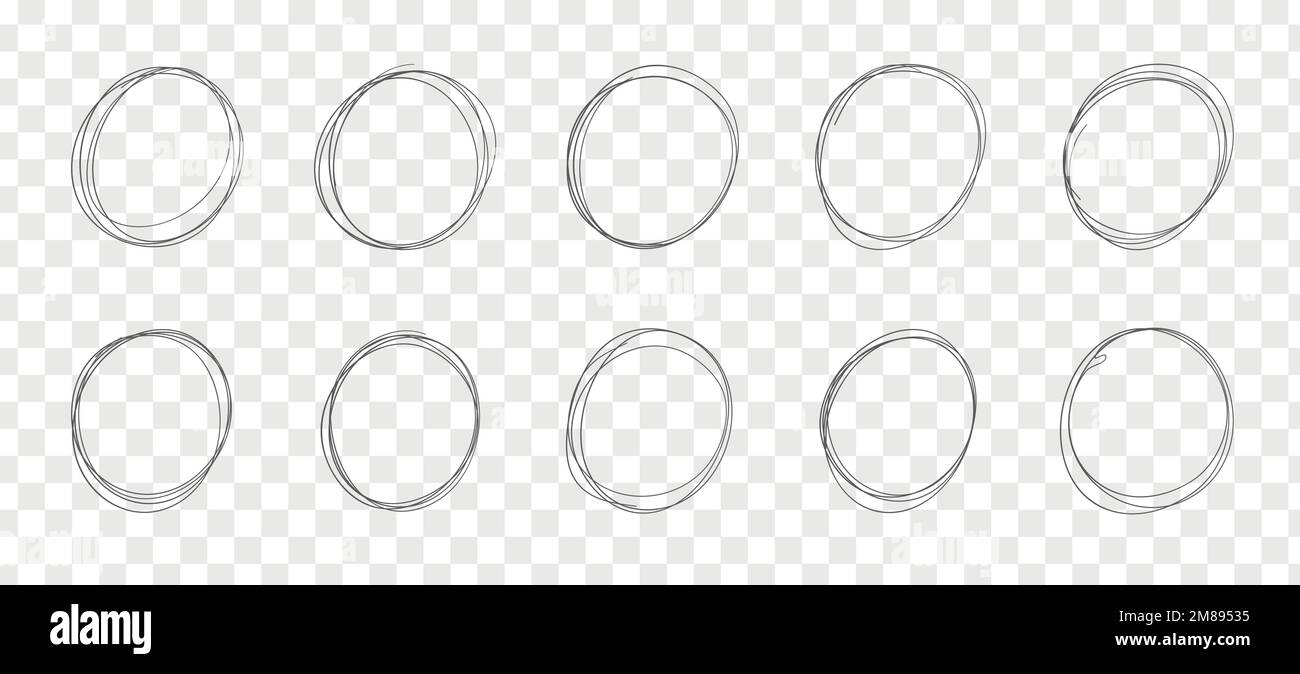 Set of hand drawn circles sketch frame, felt-tip pen ovals. Doodle ...