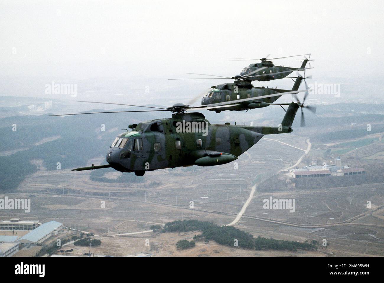 Three HH-3E Jolly Green Giant helicopters of the 33rd Aerospace Rescue ...