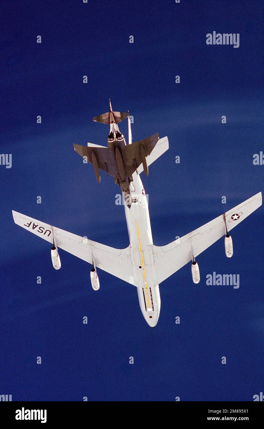 An underside view of a KC-135 Stratotanker aircraft from the 909th Air ...