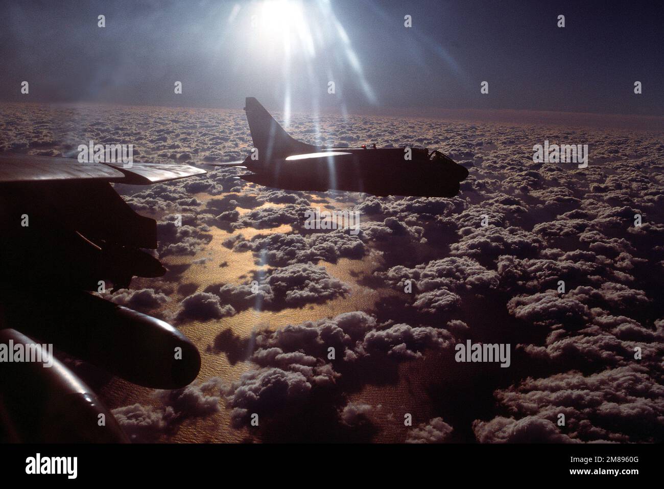 An air-to-air right side view of an Attack Squadron 46 (VA-46) A-7E ...