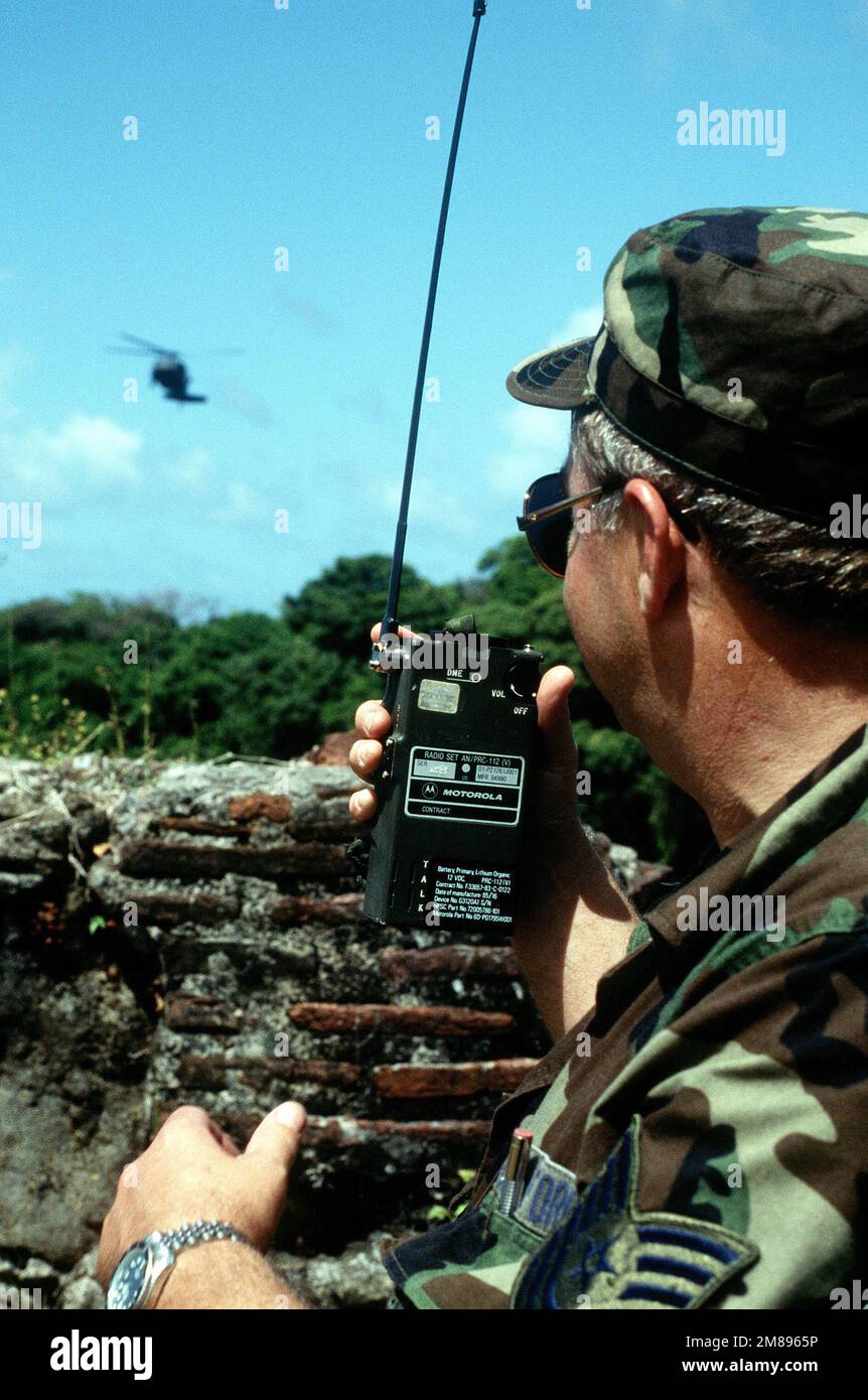 MASTER Sergeant Tom Peele, operates a AN/PRC-112(V) radio set as a UH ...
