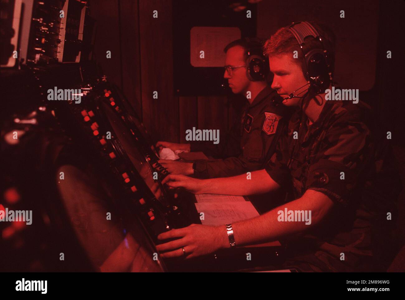 2LT James Romani, foreground, and CPT Steve Cichocki monitor the ...