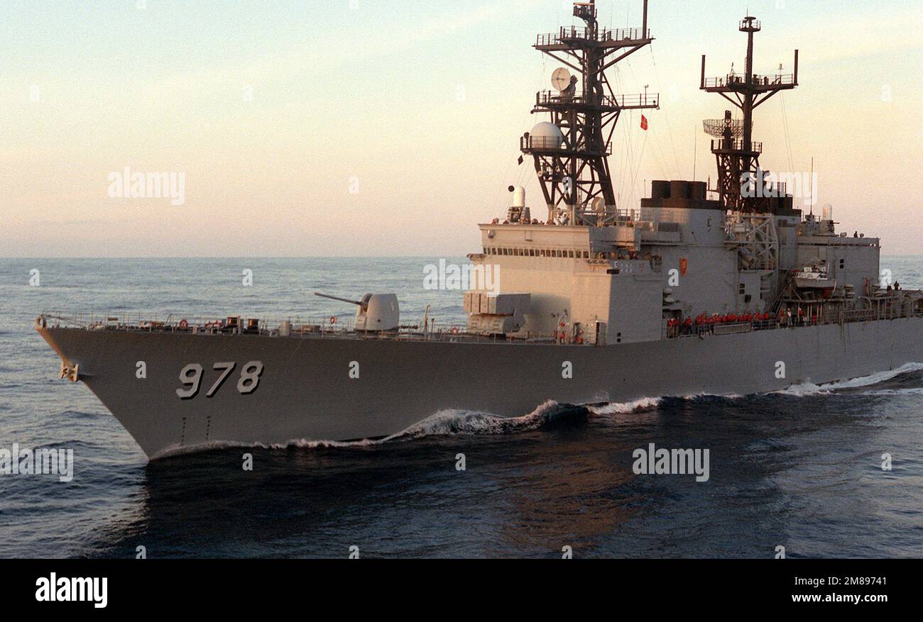 A port bow view of the destroyer USS STUMP (DD-978) underway. Country ...