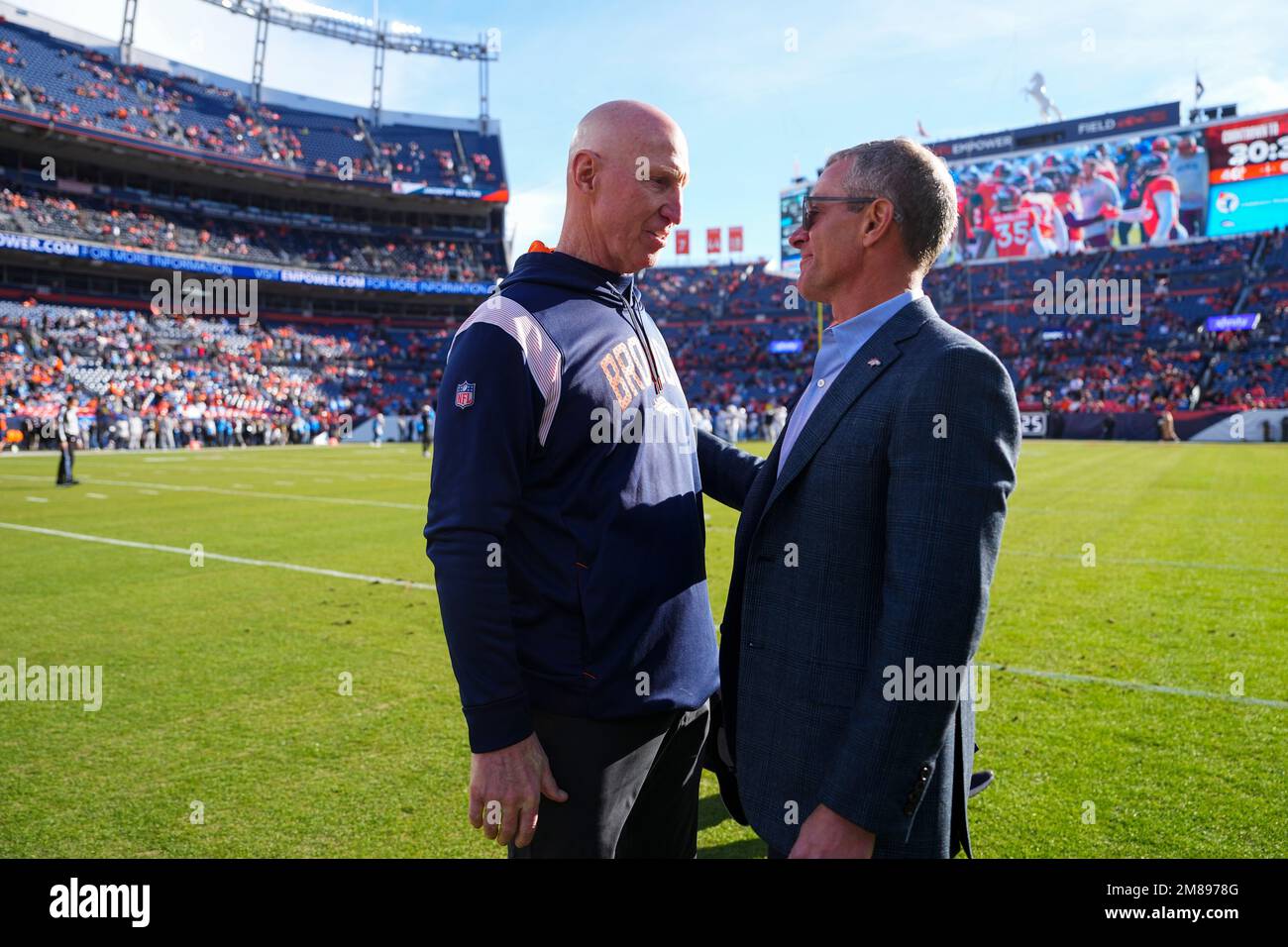 Denver Broncos head coach Jerry Rosburg and owner Greg Penner talk ...