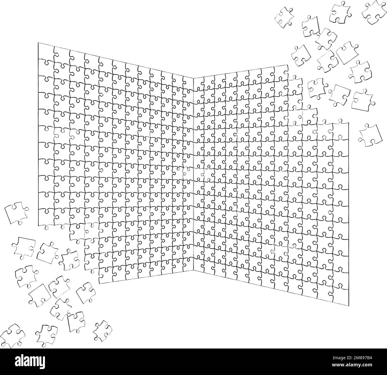 Puzzle piece puzzle many Black and White Stock Photos & Images - Alamy