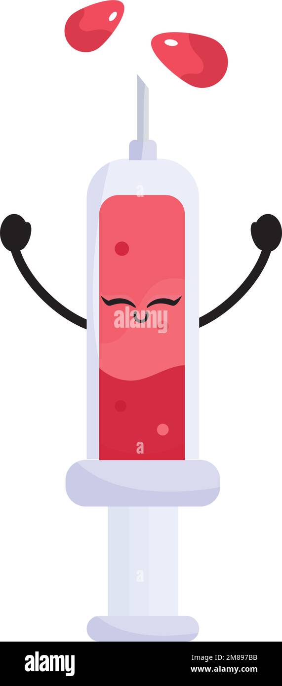 Isolated cute happy blood syringe character Vector Stock Vector Image ...