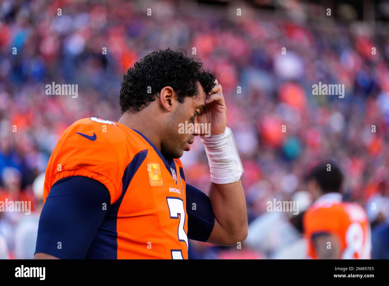 Denver Broncos quarterback Russell Wilson (3) during an NFL football ...