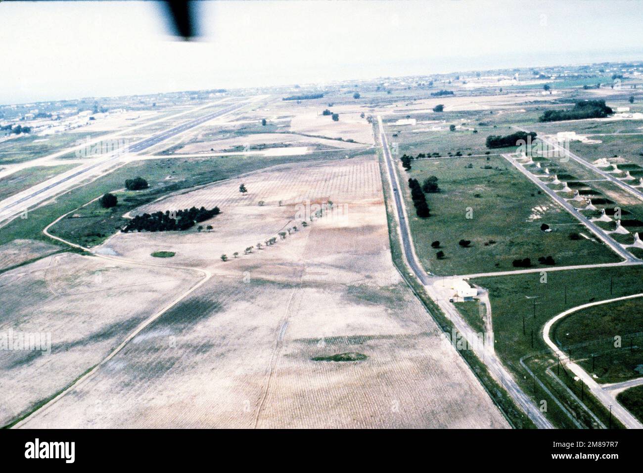 An aerial view of Naval Station, Rota with weapons bunkers visible on ...