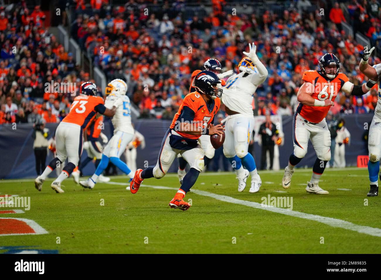 Denver Broncos quarterback Russell Wilson (3) during an NFL football ...