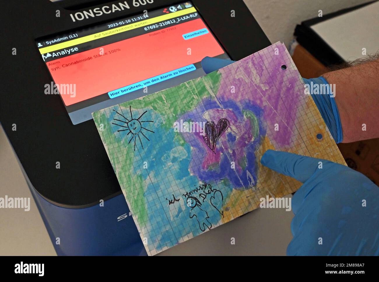 Bruchsal, Germany. 10th Jan, 2023. A child's painting is on display at ...