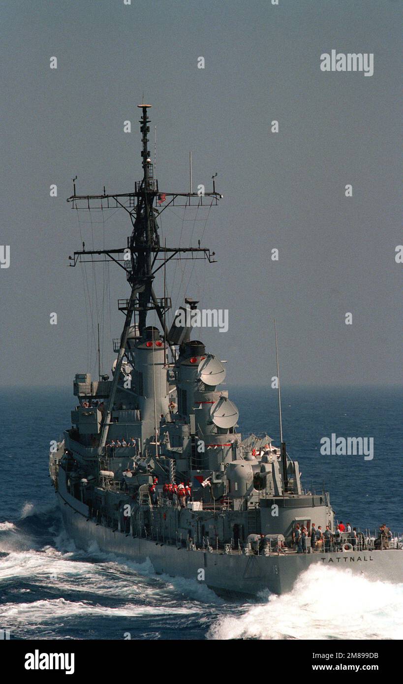 A port quarter view of the guided missile destroyer USS TATTNALL (DDG ...