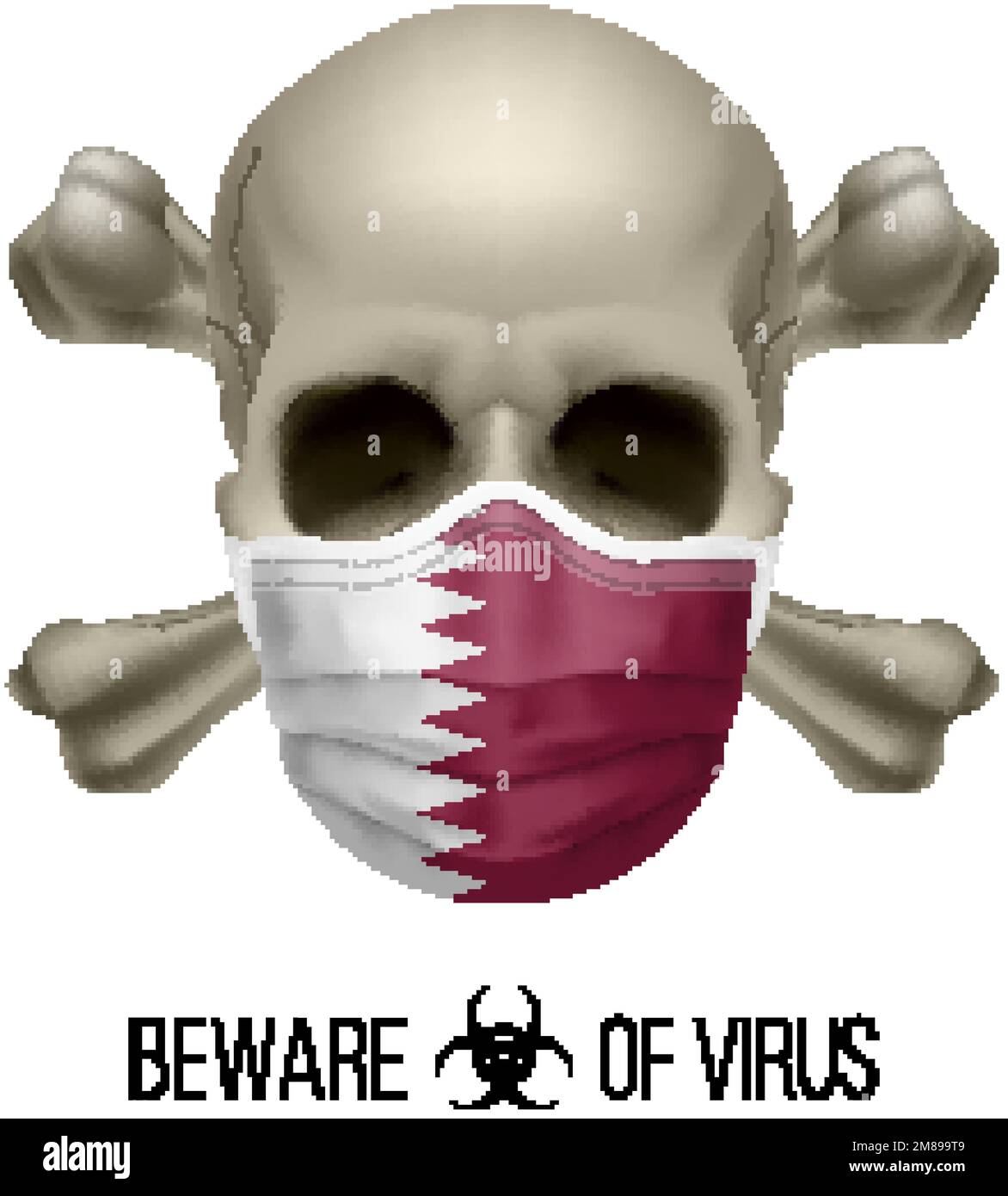 Human Skull with Crossbones and Surgical Mask in the Color of National ...