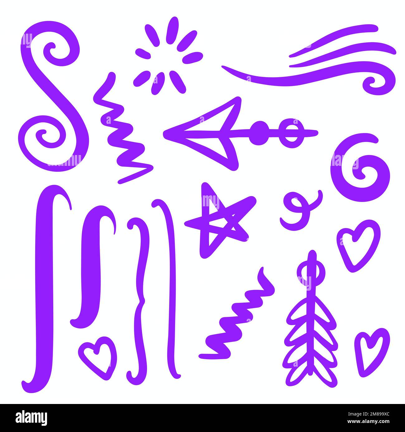 Purple Swirls Swoosh Marks with Vector Hand Drawn Highlighter Accent ...