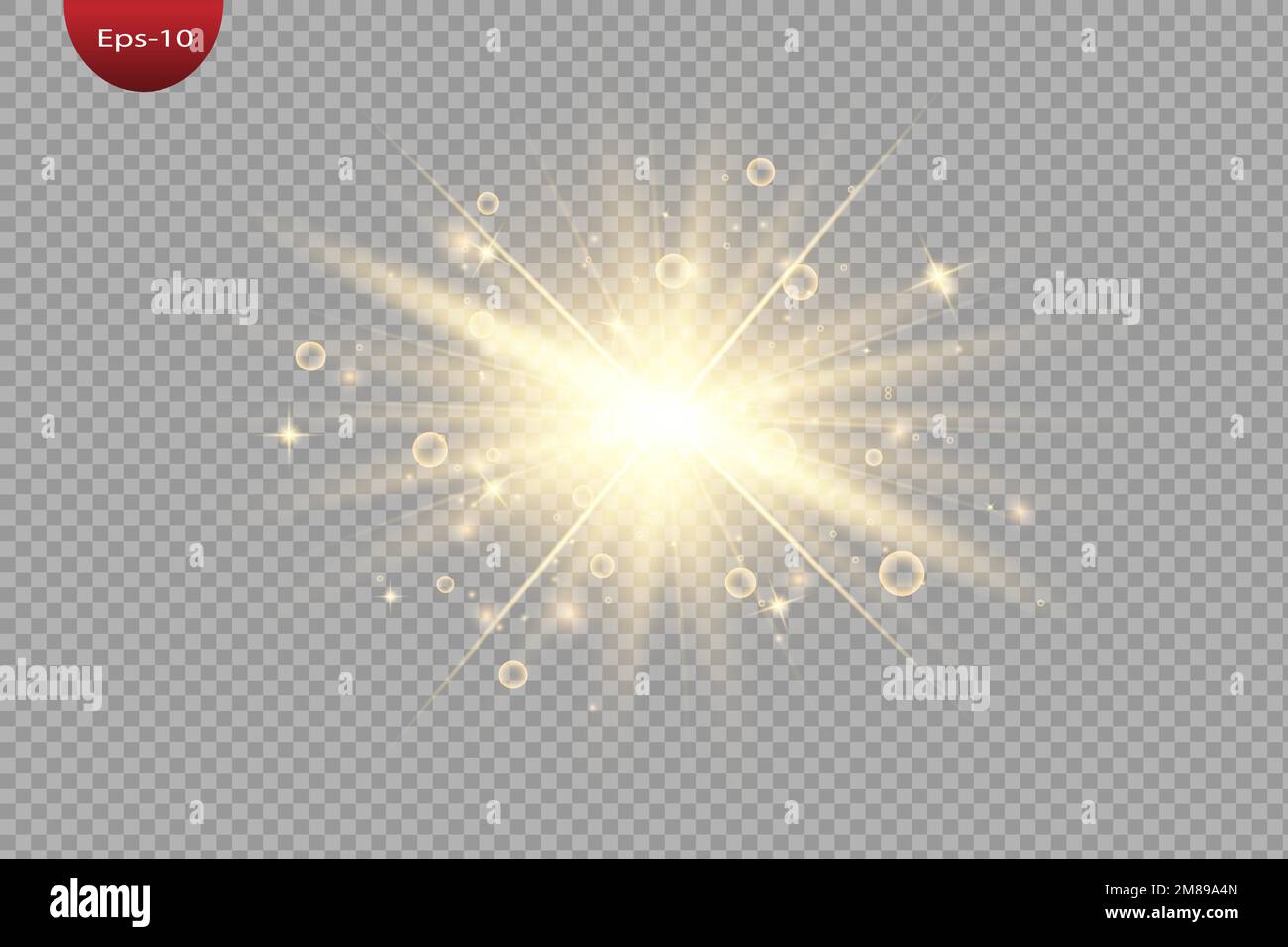 glowing lights effects isolated on gray background. Sun flash with rays ...