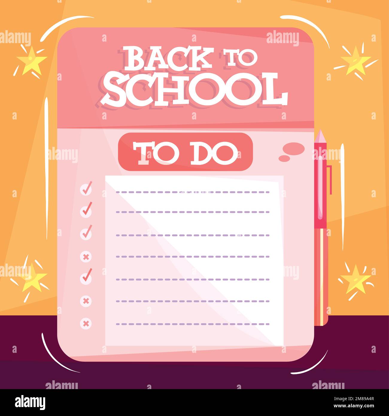 Isolated to do list with pencil Back to school poster Vector Stock ...