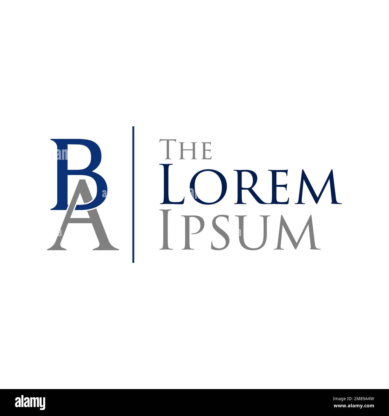 simple letter or word BA serif connected font in up and down graphic ...