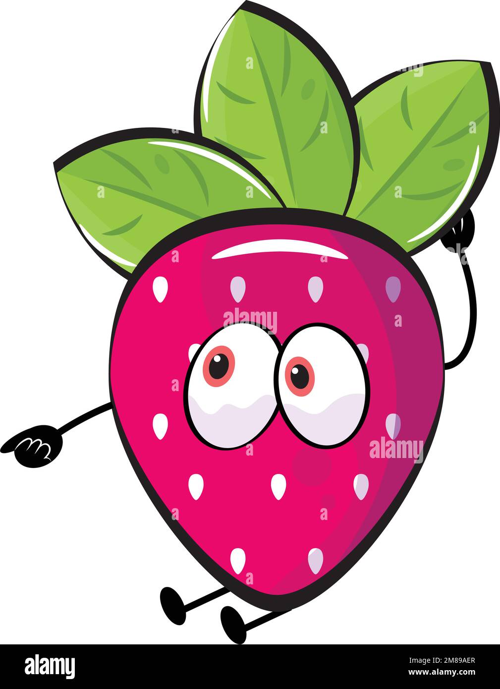 Isolated happy strawberry fruit cartoon character Vector Stock Vector ...