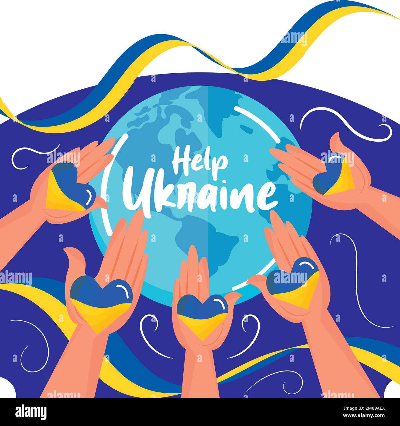 Group of hands with heart shapes around the globe Help Ukraine Vector ...