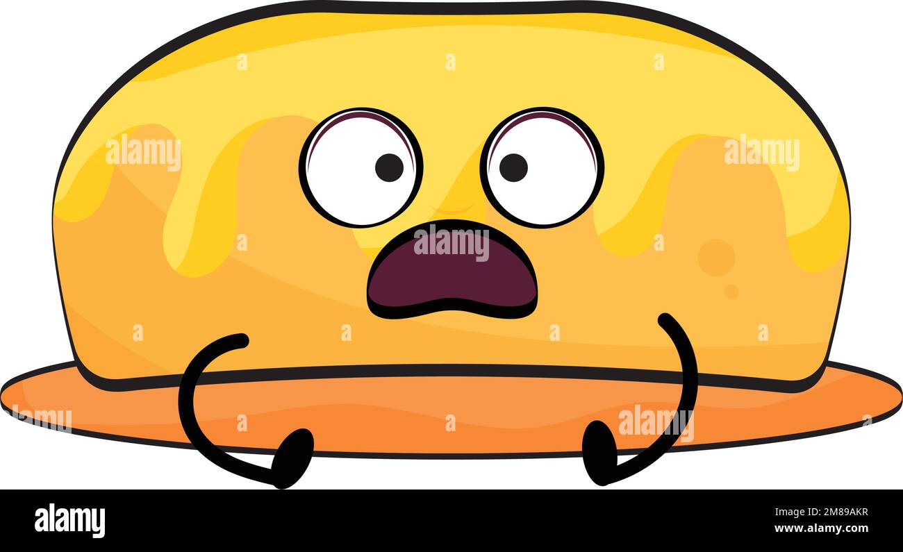 Isolated cute scared butter cartoon character Vector Stock Vector Image ...