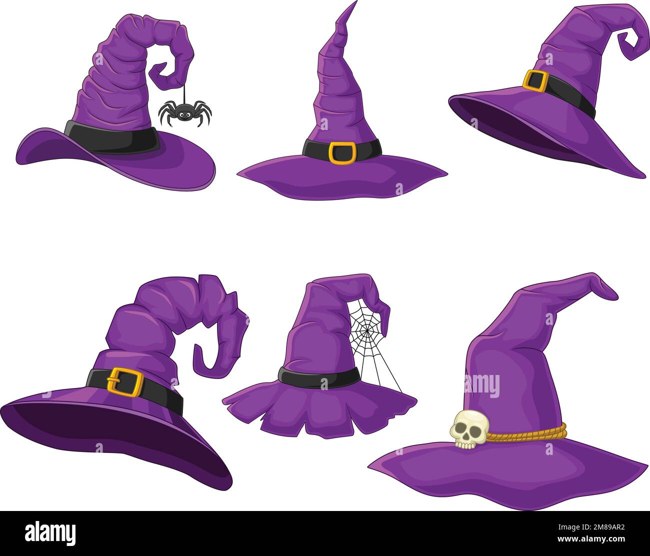 Cartoon purple witch hats collection Stock Vector Image & Art - Alamy