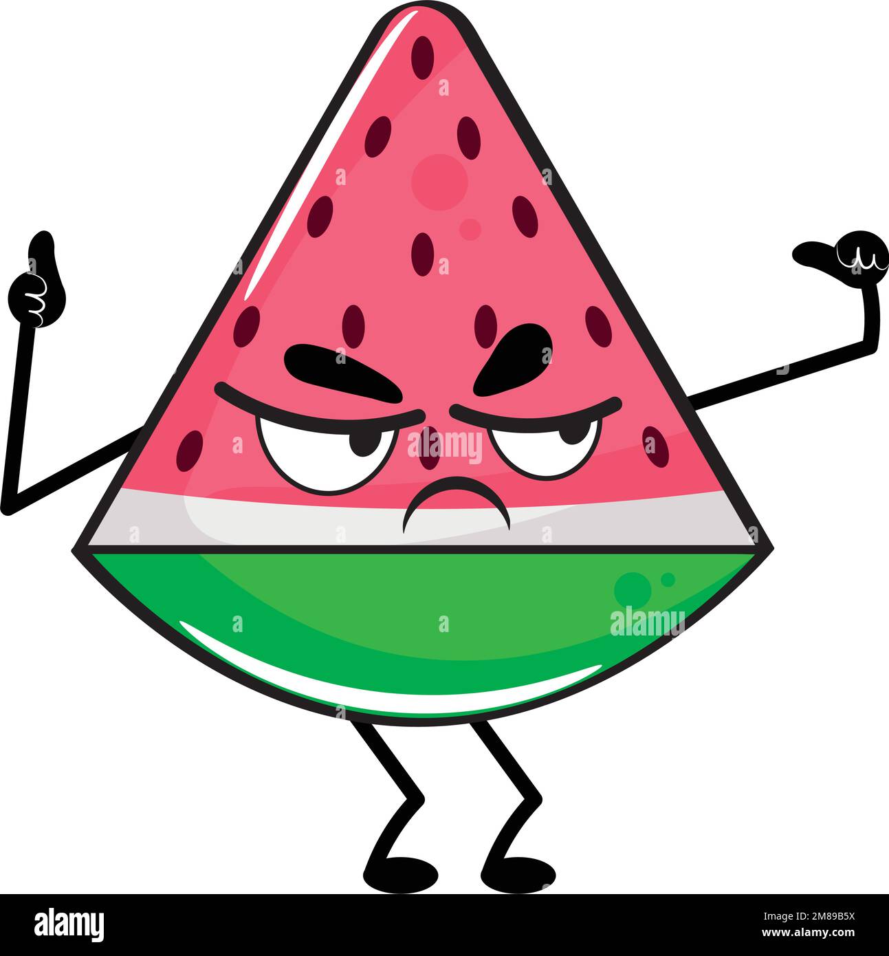Isolated cute angry watermelon cartoon character Vector Stock Vector ...