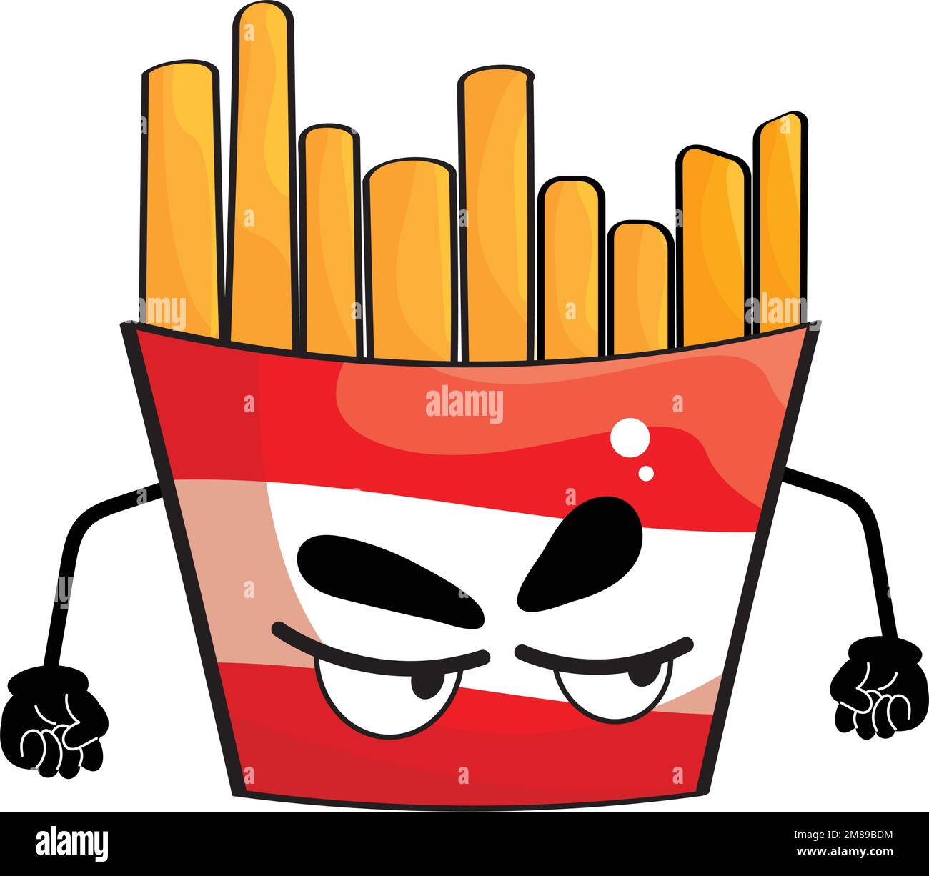 Isolated cute angry french fries cartoon character Vector Stock Vector ...