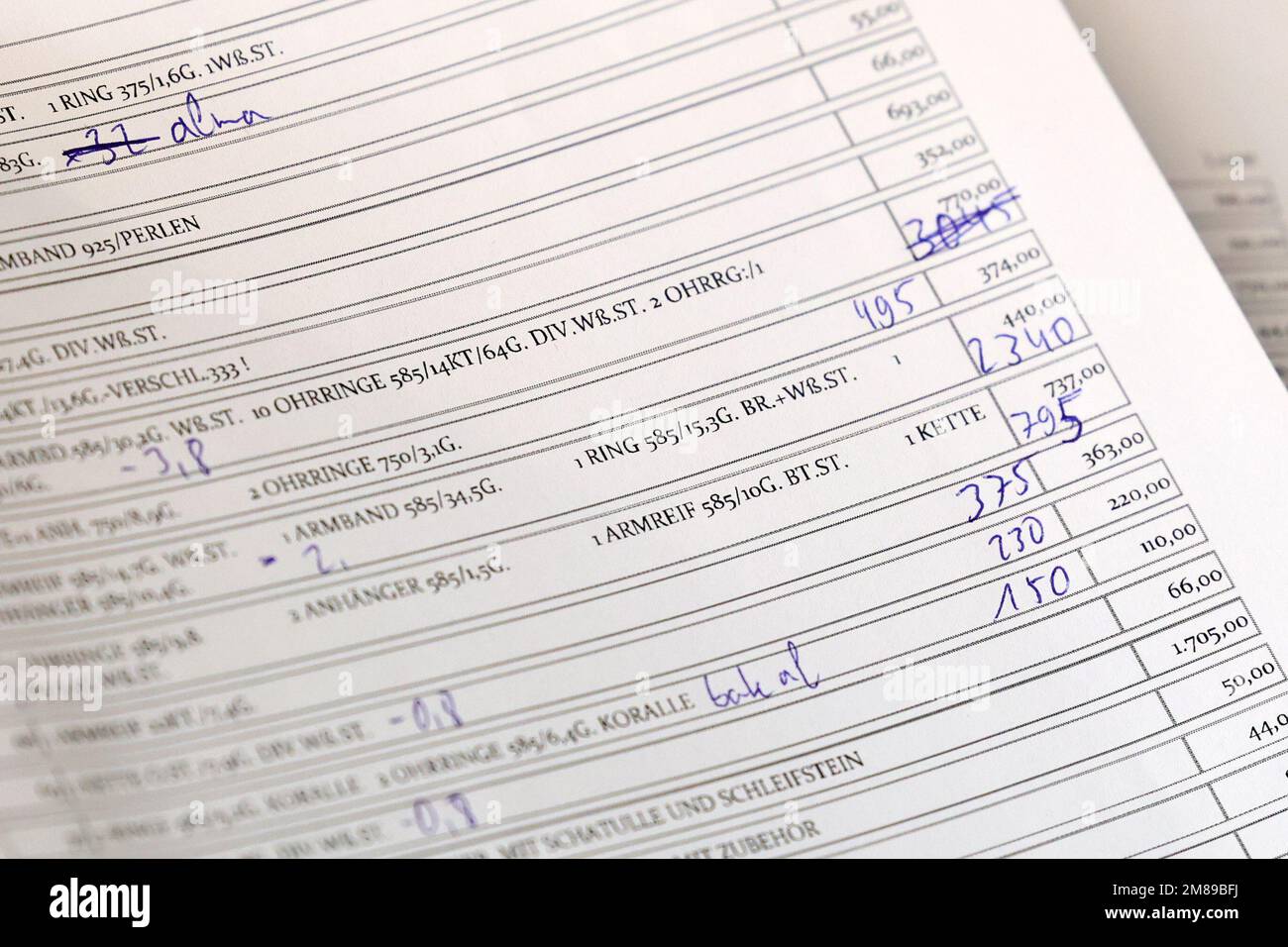 Berlin, Germany. 12th Jan, 2023. On a list of items to be auctioned at the Mizrachi auction ...