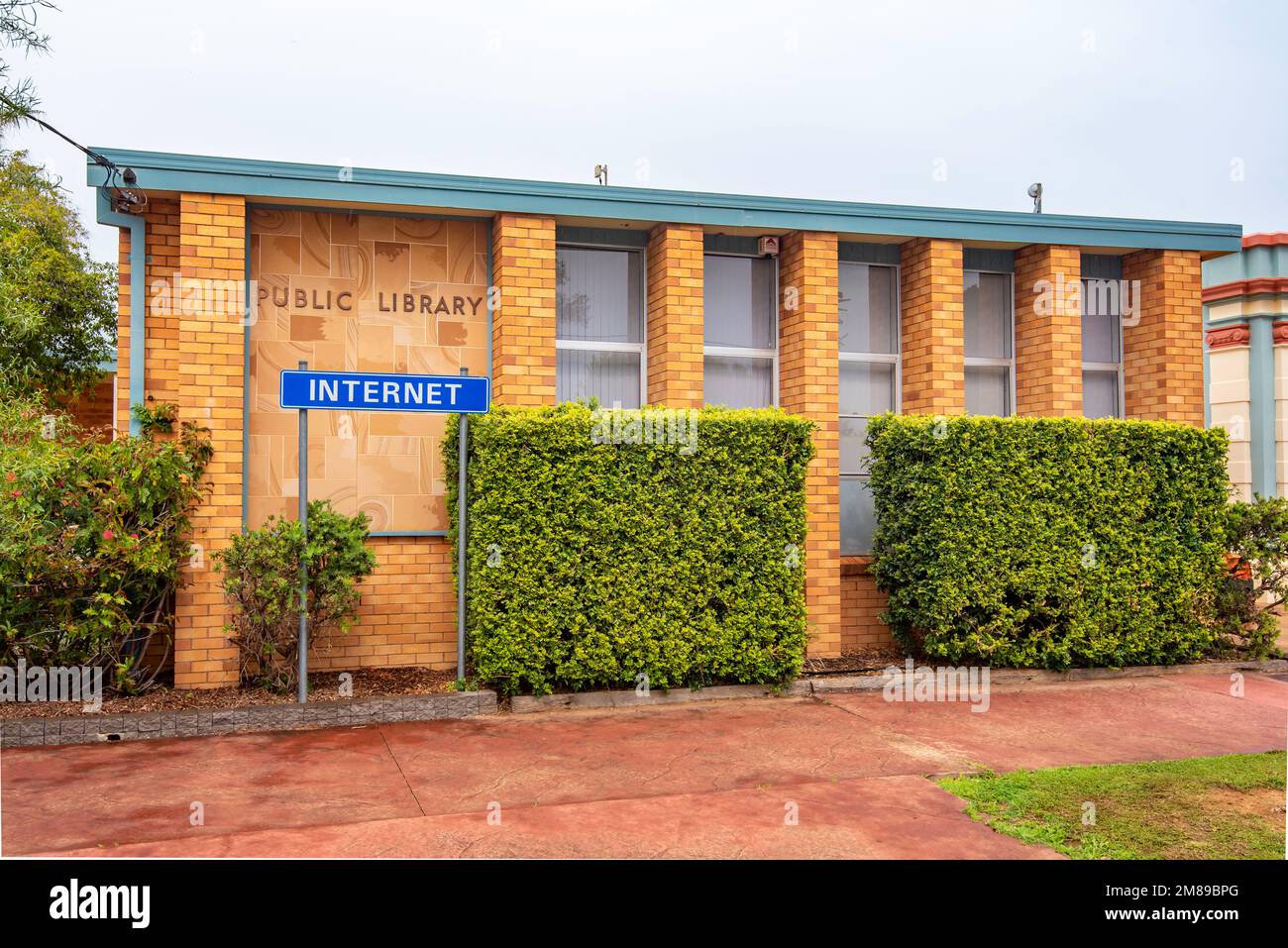 The mid-century modern style, blonde brick public library at Nyngan in ...
