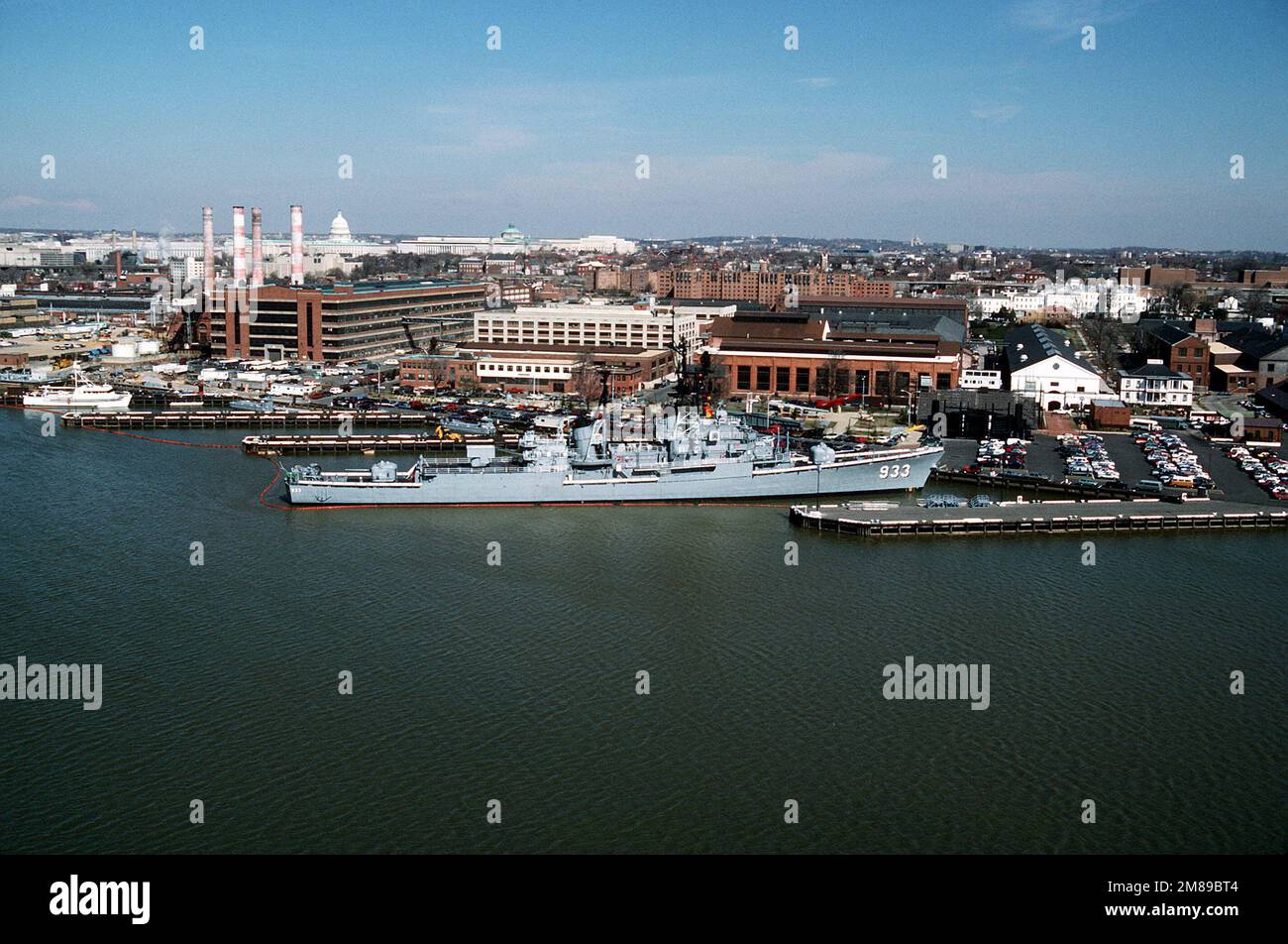An aerial view of the Washington Navy Yard, including the memorial ...