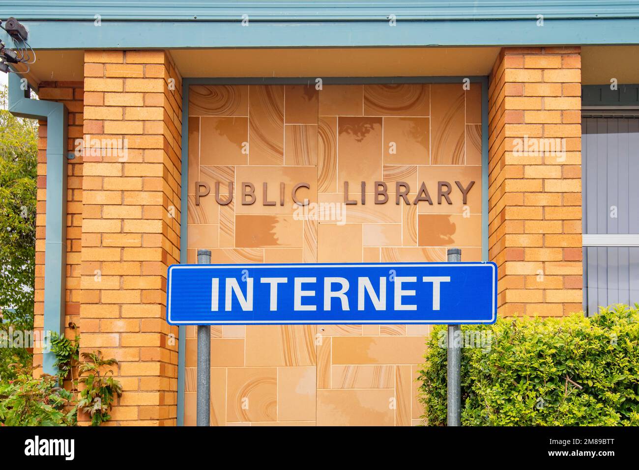 The mid-century modern style, blonde brick public library at Nyngan in ...