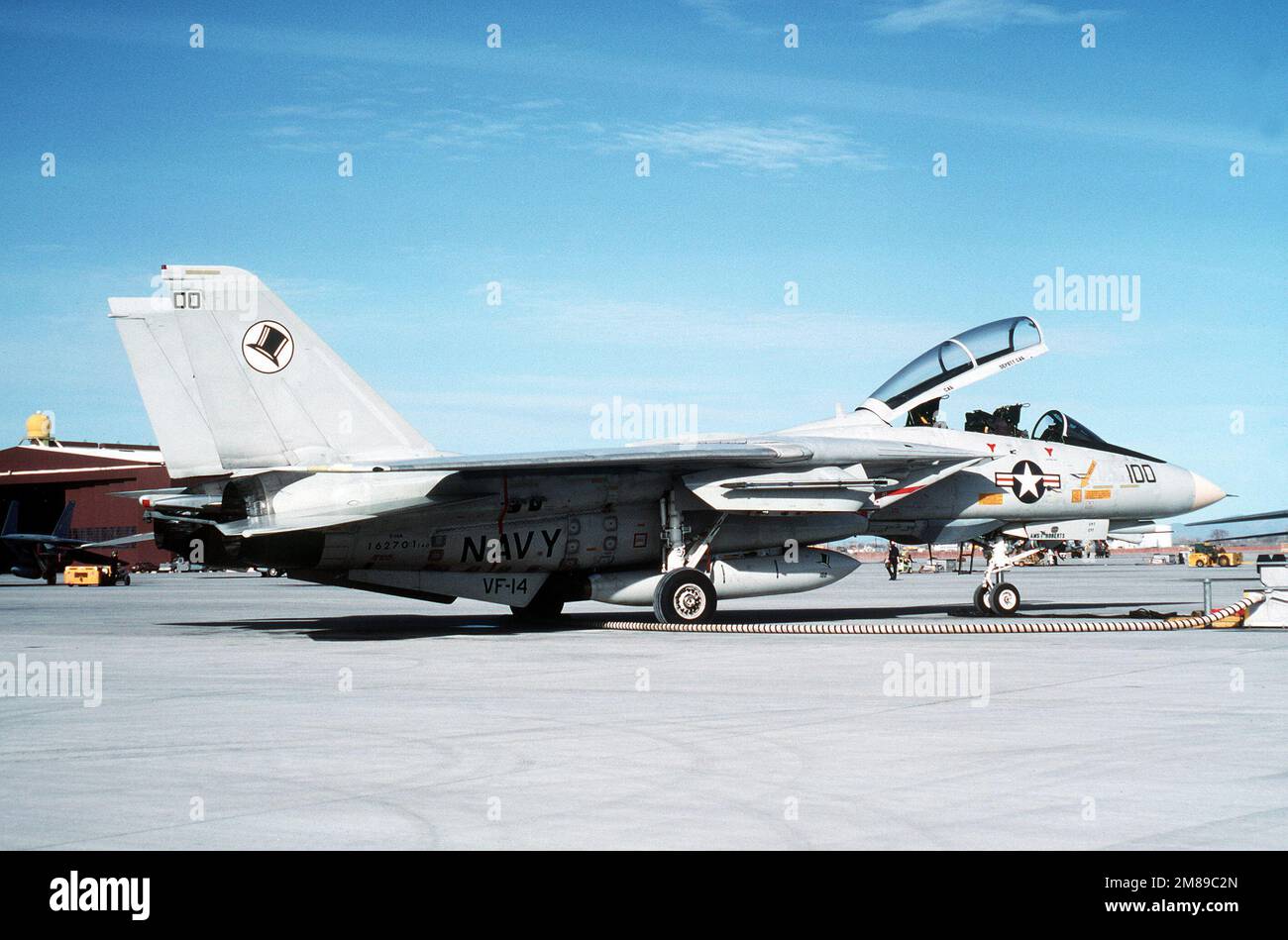 A right side view of Fighter Squadron 14 (VF-14) F-14A Tomcat aircraft ...