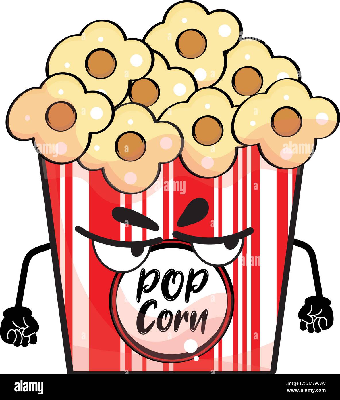 Isolated cute angry popcorn cartoon character Vector Stock Vector Image ...