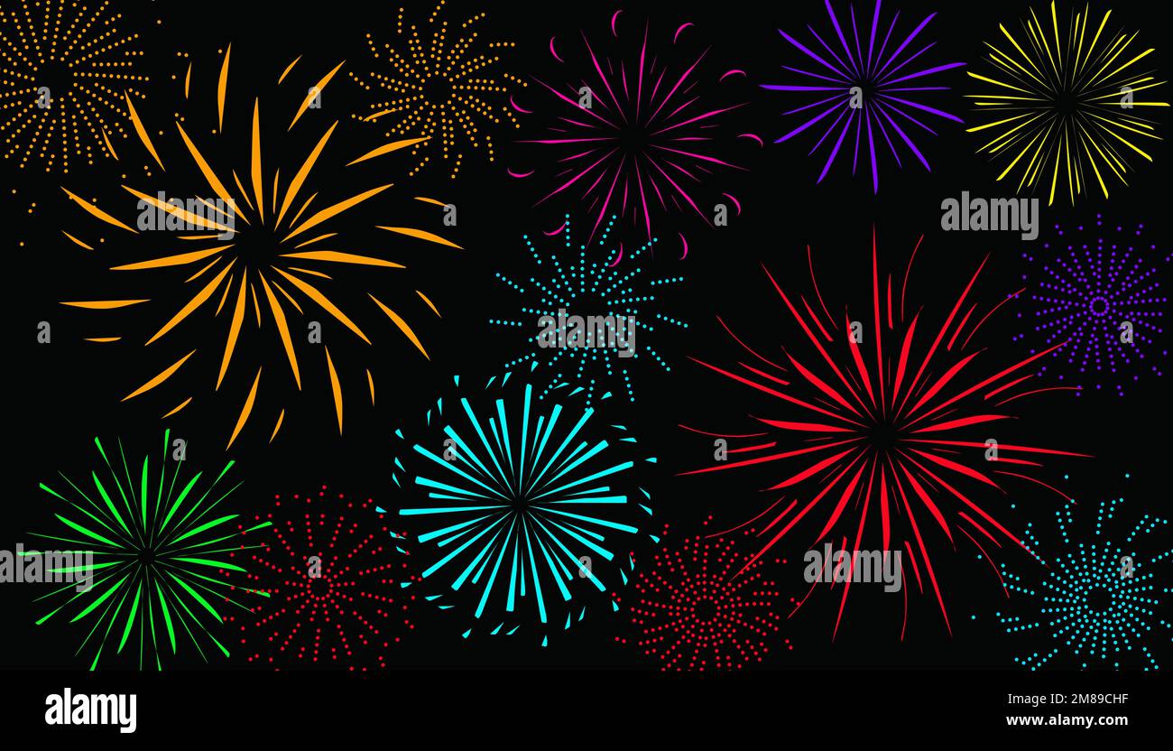 The background design with a colorful fireworks pattern is suitable for ...
