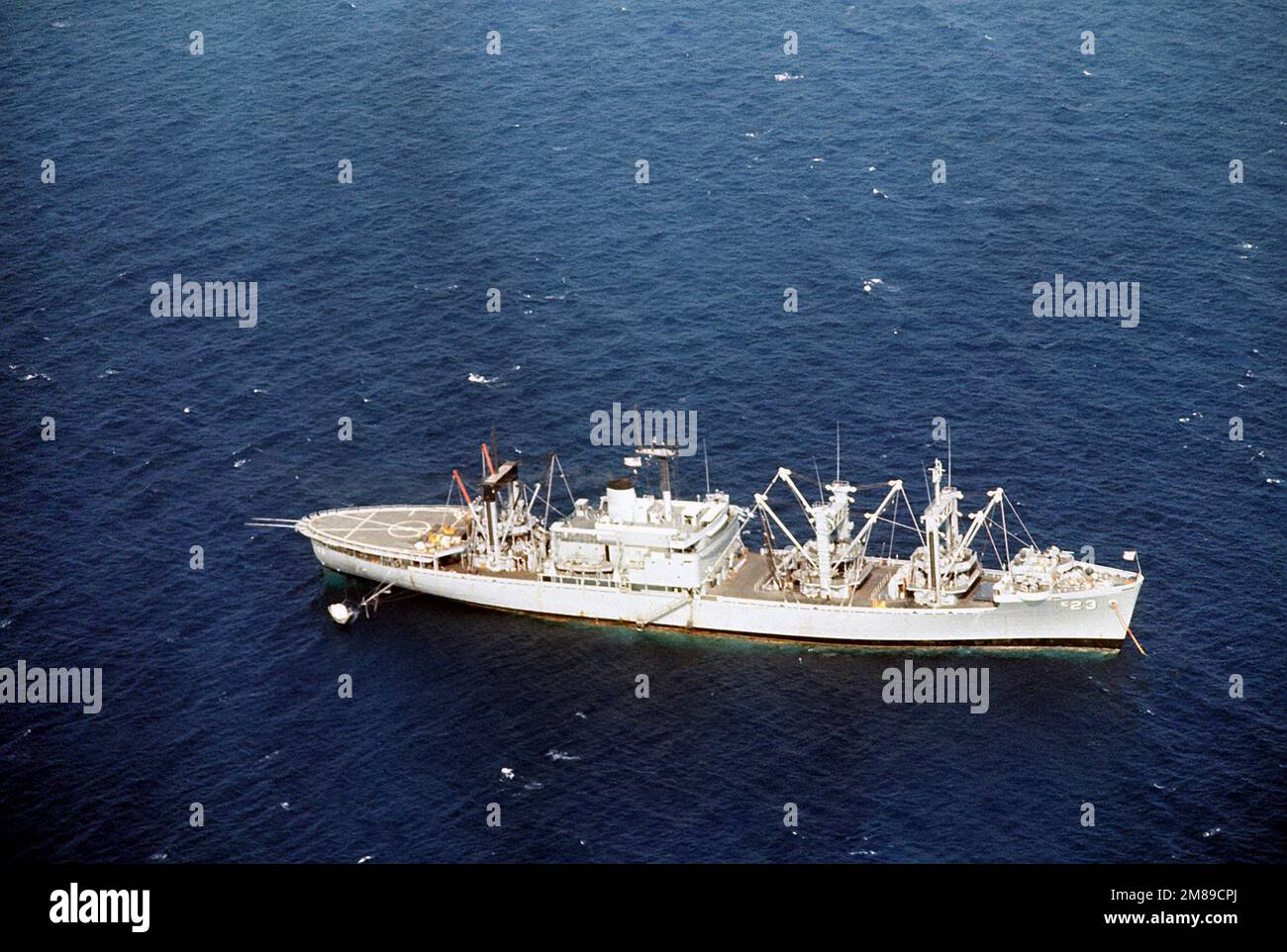 An aerial starboard view of the ammunition ship USS NITRO (AE-23) at ...
