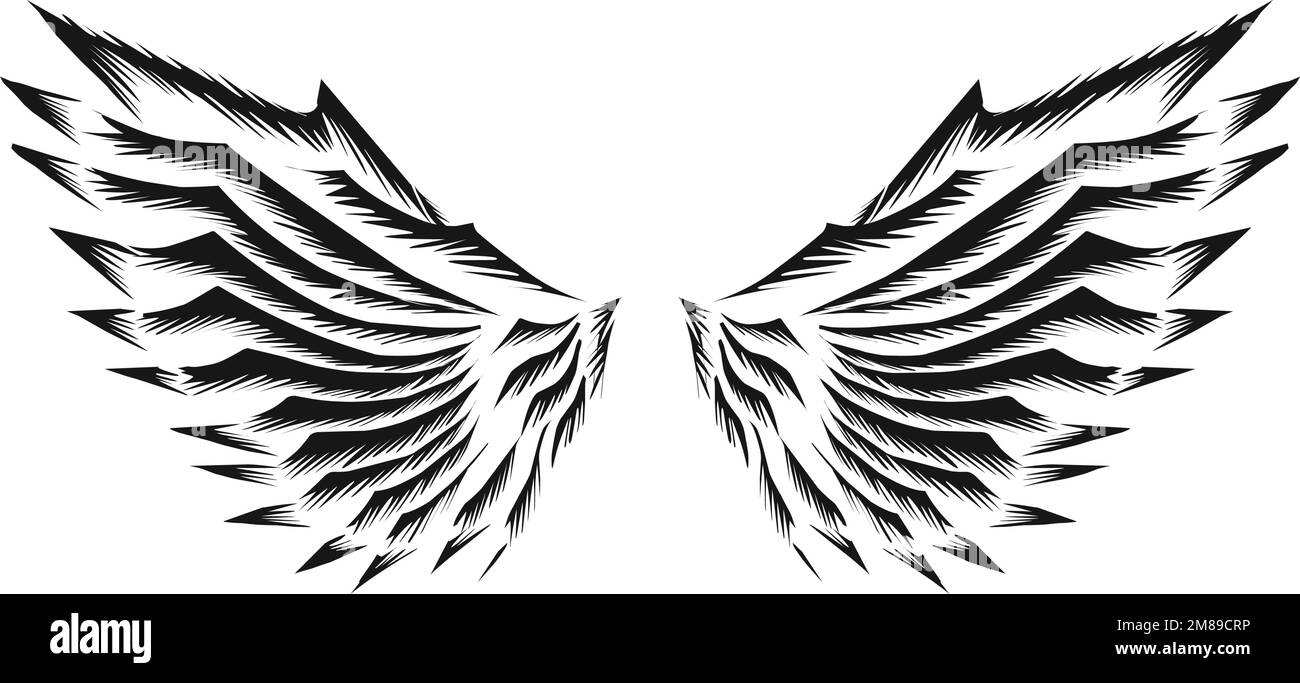 Design graphic of wing icon. Perfect for tattoo, banner, stickers ...