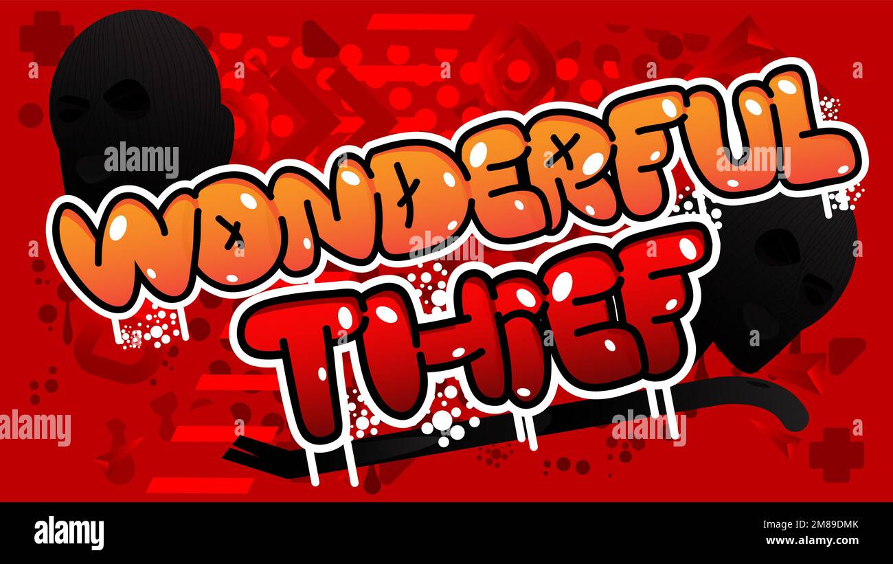 Wonderful Thief. Graffiti tag. Abstract modern street art decoration ...