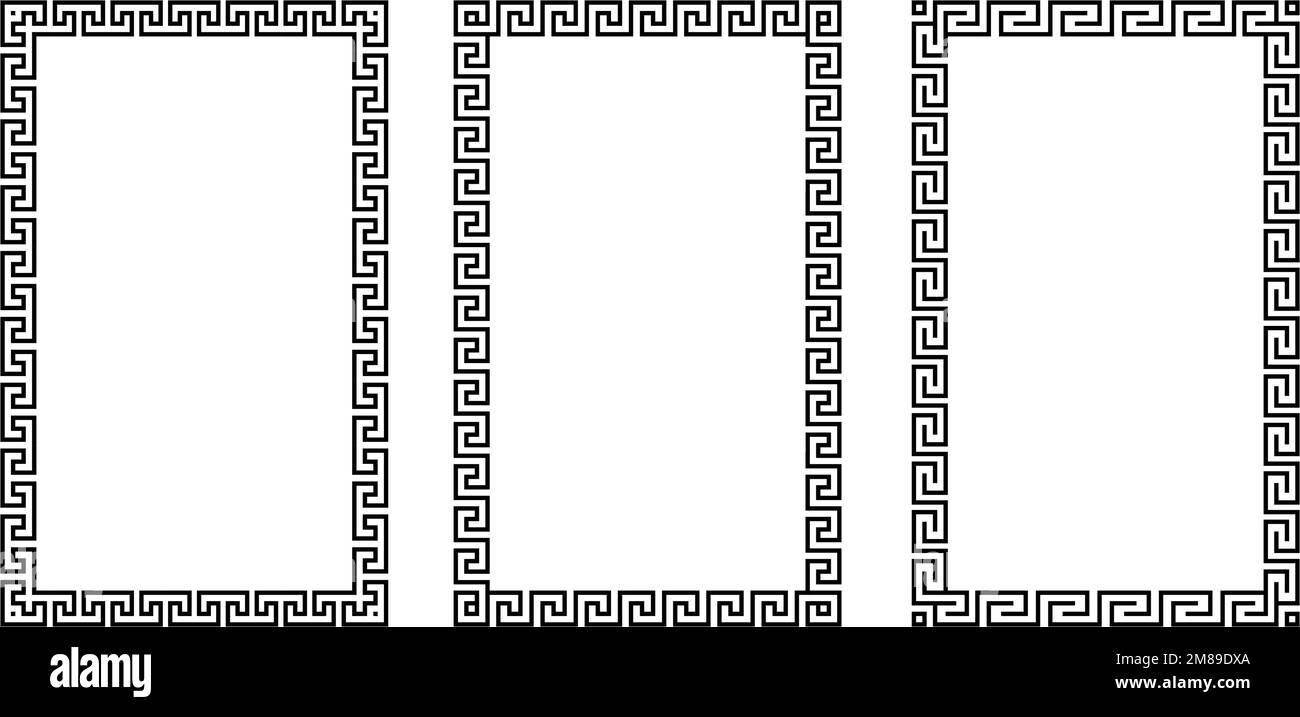 Greek ornament rectangle frame set. Meander square patterns collection ...