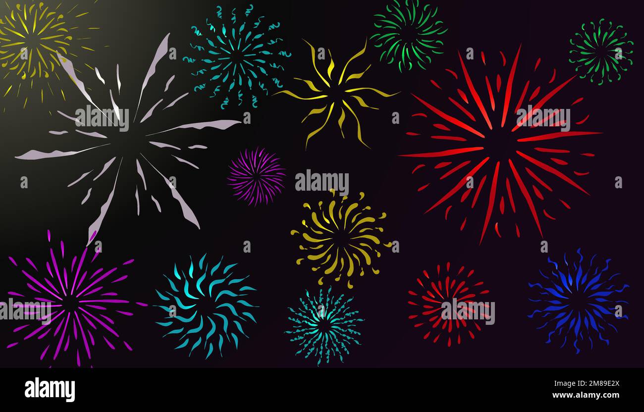 Illustration of colorful fireworks background. Perfect for party ...
