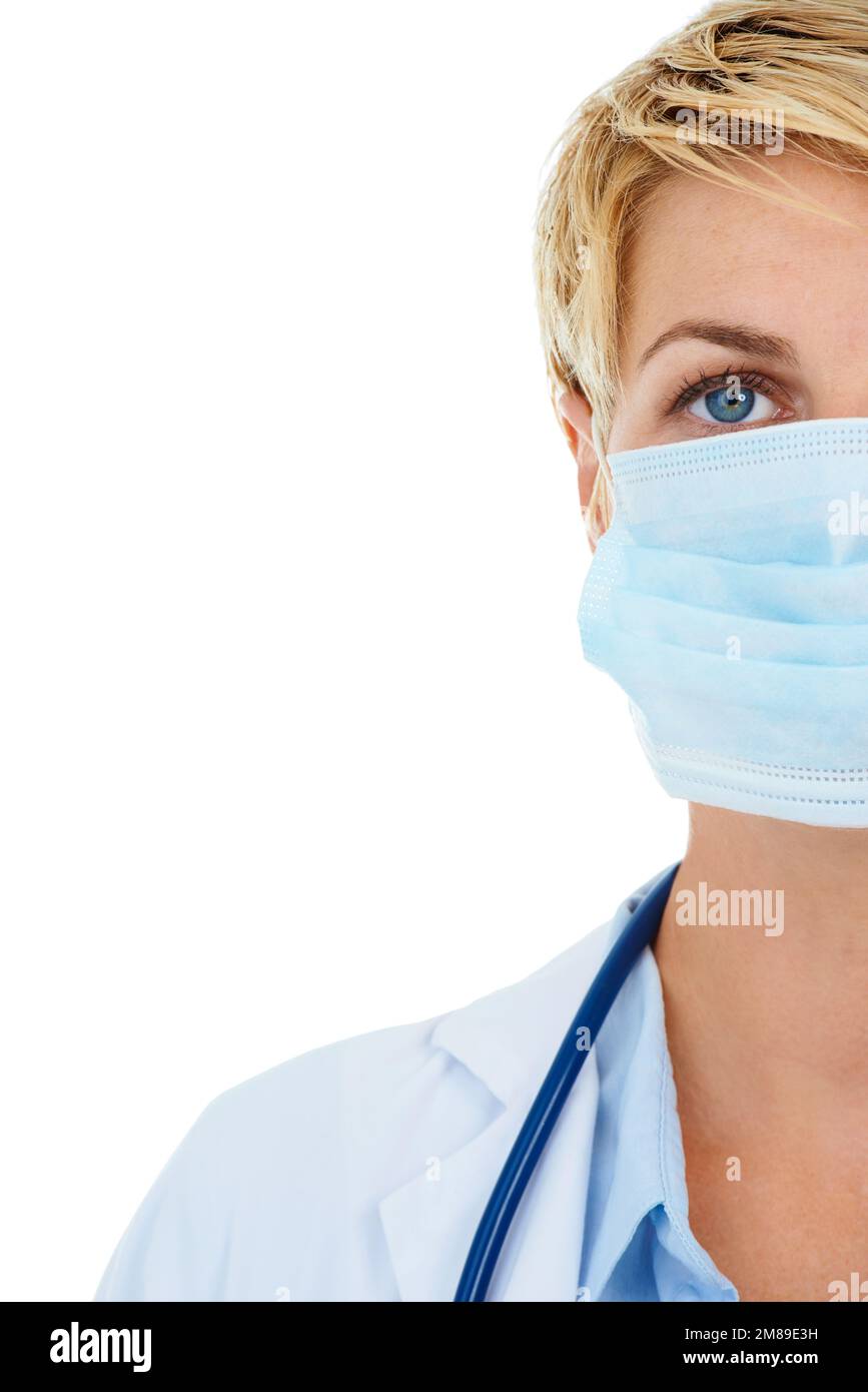 Protecting the health of her patients. Closeup of a young female doctor ...