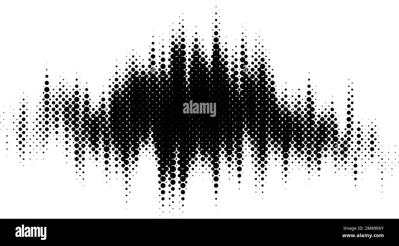 Grunge glitched halftone spot. Distorted textured stain. Spotted dots ...