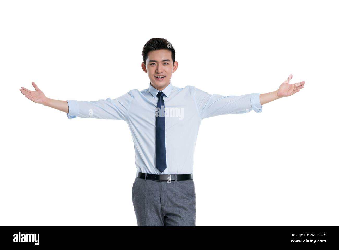 A young business people with open arms Stock Photo - Alamy