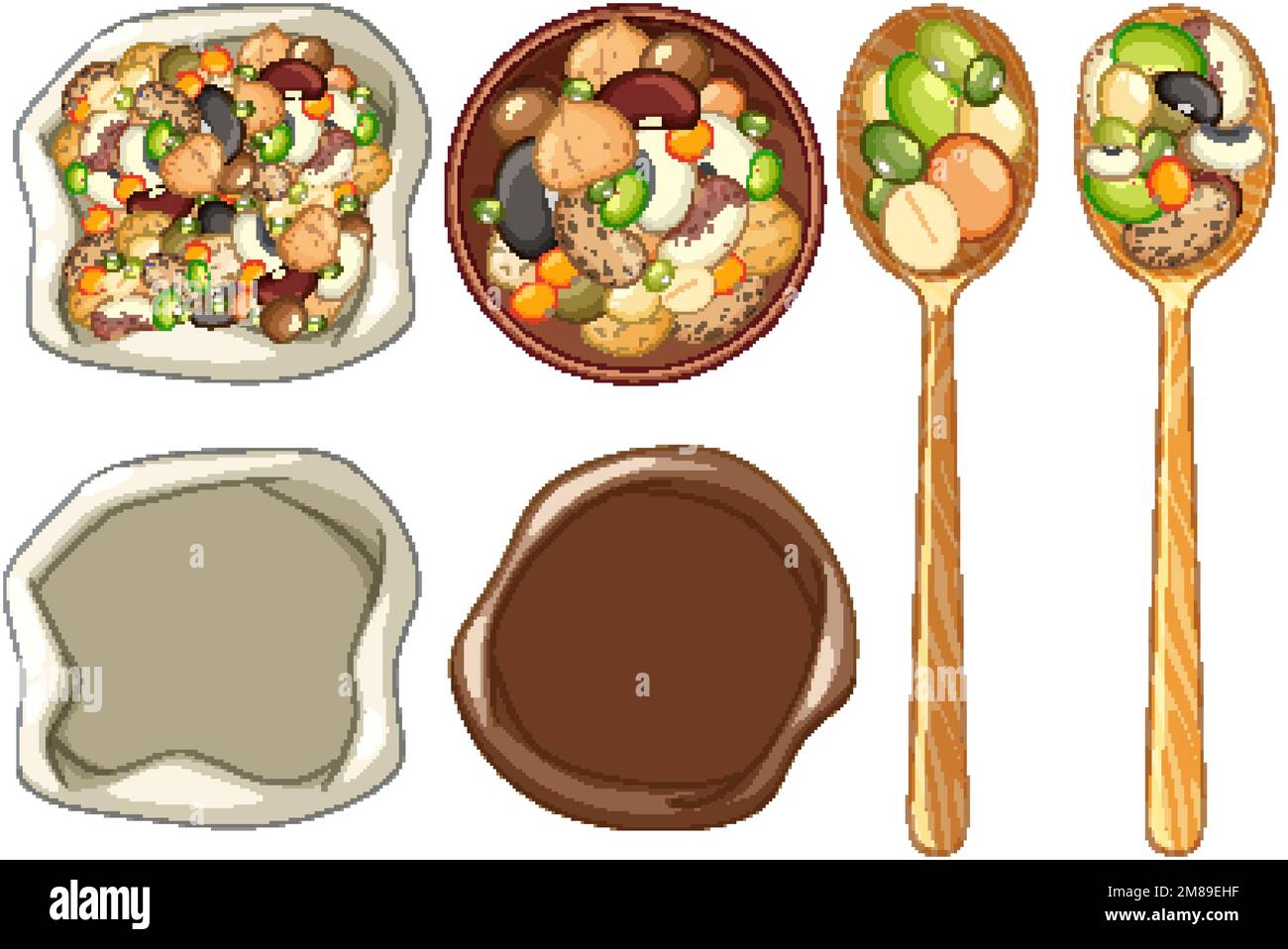 Set of grain and nuts healthy food illustration Stock Vector Image ...