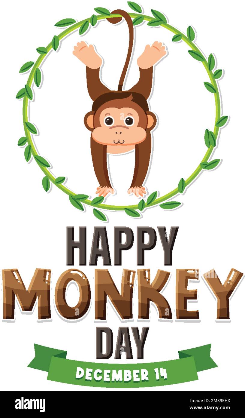 Monkey day text banner design illustration Stock Vector Image & Art - Alamy