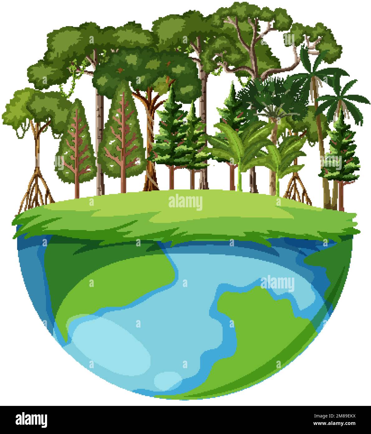 Tree forest on globe vector illustration Stock Vector Image & Art - Alamy