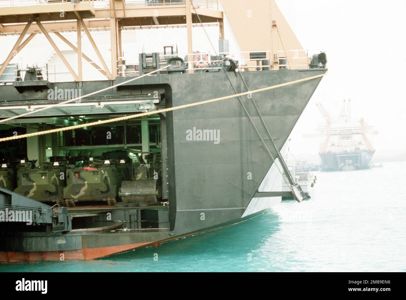 AAVP-7A1 amphibious tracked personnel vehicles and other equipment are ...