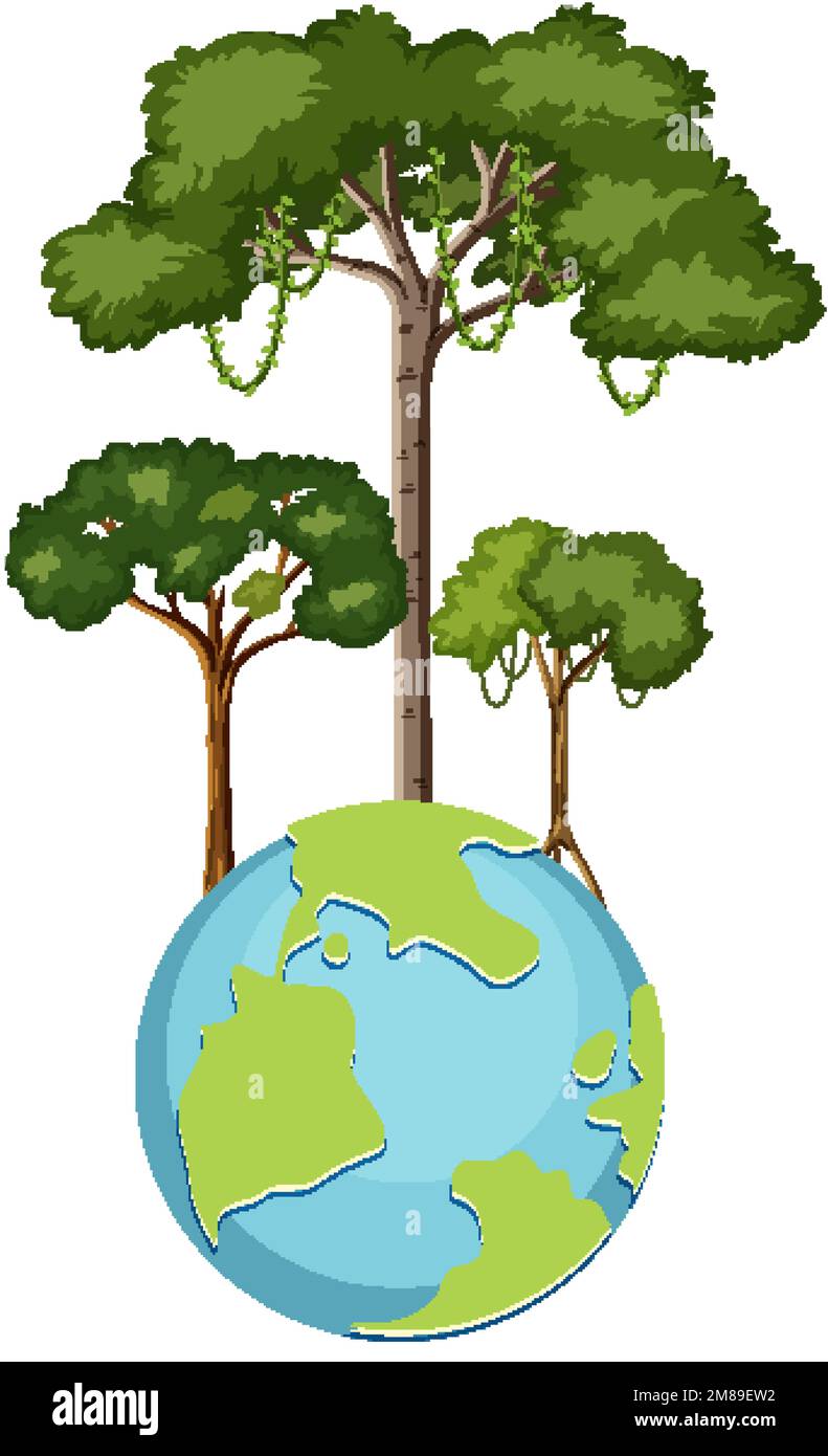 Tree forest on globe vector illustration Stock Vector Image & Art - Alamy