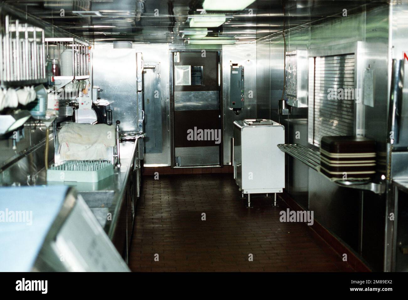 A view of the galley aboard a Waterman class maritime pre-positioning ...