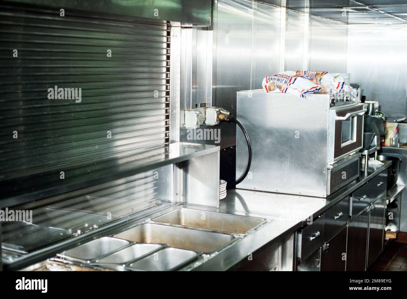A view of the galley aboard a Waterman class maritime pre-positioning ...