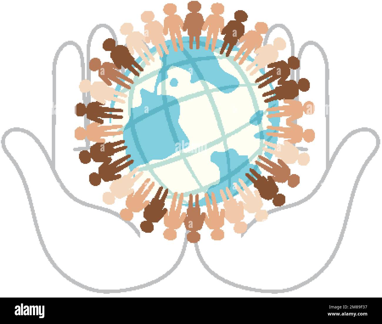 Human icon surrounding earth globe illustration Stock Vector Image ...