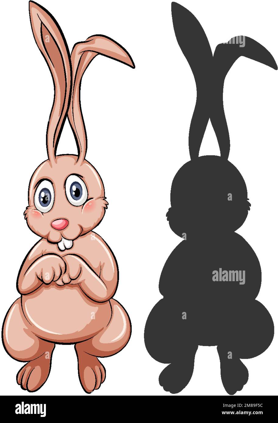 Cartoon rabbit with its silhouette illustration Stock Vector Image ...